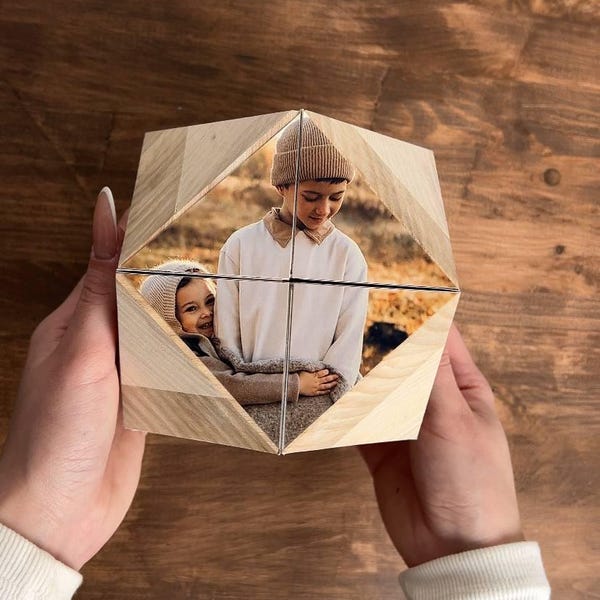 Custom Wooden Photo Cube, Personalized Photo Gift for Men, Unique Gifts ...