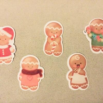 Gingiebration Sticker Gift Tags Cute Gingerbread Holiday, Christmas ...