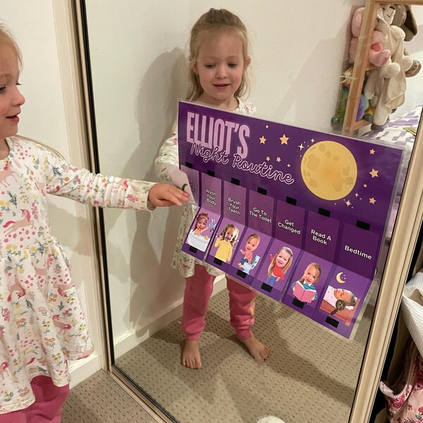 Personalised Bedtime Routine Flip Chart for Kids — Blue - Etsy