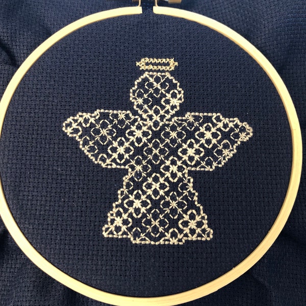 Christmas Blackwork Pattern | Angel | Embroidery | Mini Blackwork ...