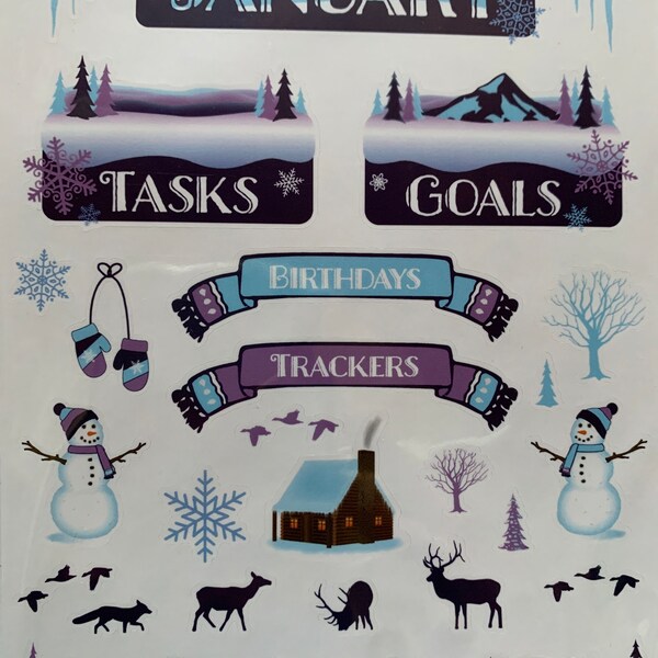 January Monthly Bullet Journal Sticker Kit - Winter Themed Stickers for ...