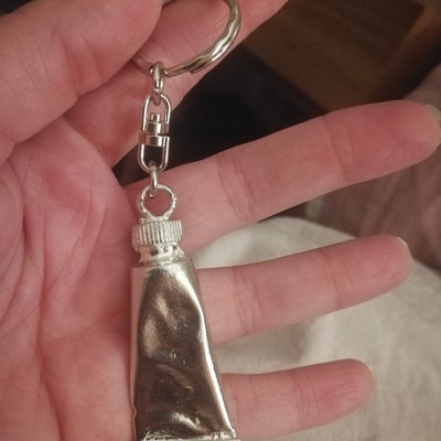 Paint Tube Key Ring, Paint Tube Keychain, Silver Pain Tube, Artistic ...