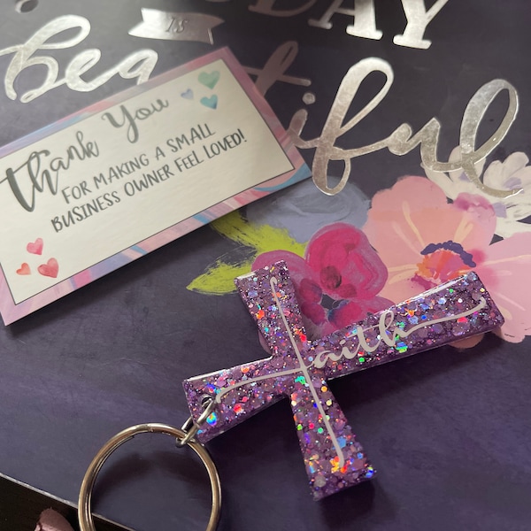 Purple Faith Cross Keychain - Etsy