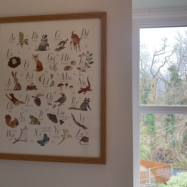 Woodland Alphabet Poster, Woodland Alphabet Print, Woodland Nursery ...