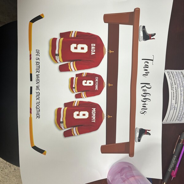 Personalized Ice Hockey Family Print, Hockey Wall Decor Print, Gift for ...