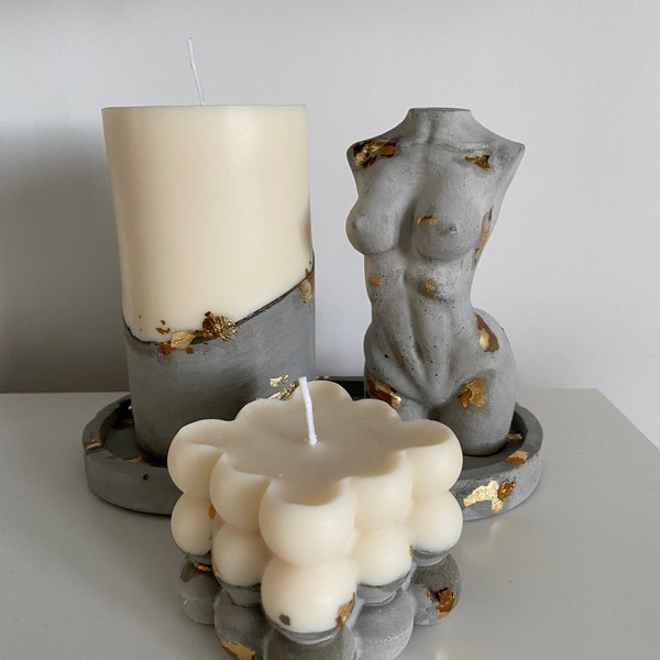 Large Female Torso Goddess Sculpture Gift Set | Concrete Candle ...