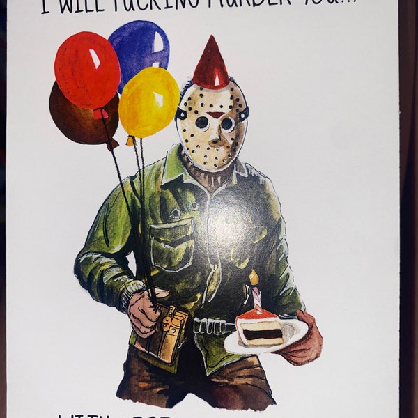 Funny Jason Birthday Card, Horror Movie Theme Birthday, 80s Pop Culture ...
