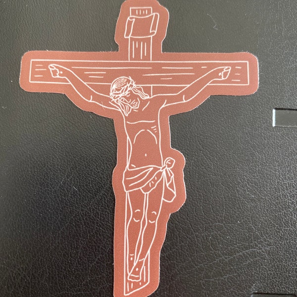 Crucifix Sticker, Jesus on Cross Sticker, Christian Sticker, Catholic ...