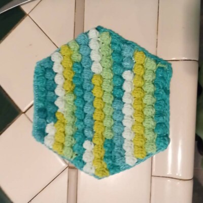 CROCHET PATTERN // Bobble Hexagon Trivet // Modern Trivet Pattern ...