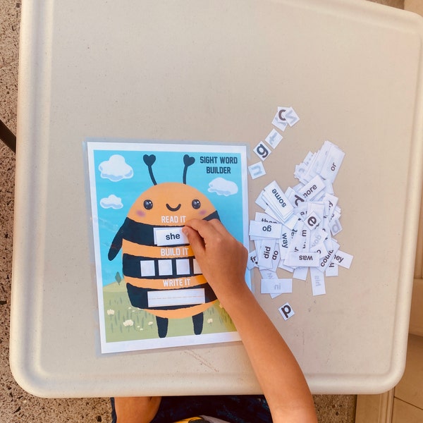 Bee Sight Word Builder, Sight Word Practice, Reading Game Printable ...