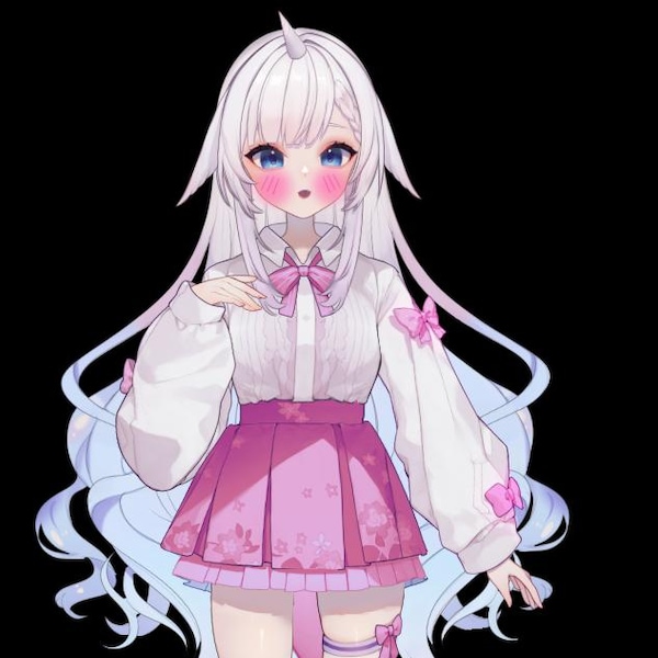 Rigged Braided Pigtail and Reactive Bunny Ear Set for Vtube Studio With ...