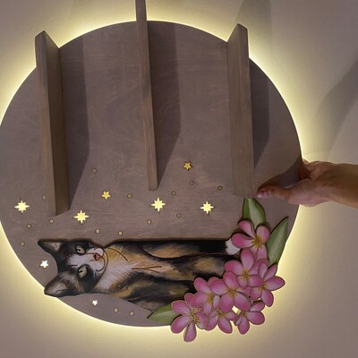 Crystal Shelf, Moon Shelf, Spiritual Decor, Handmade Geometric Shelf ...