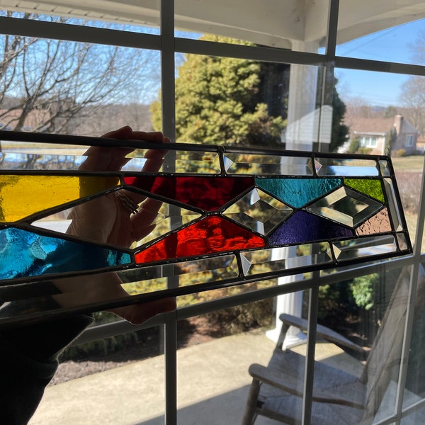 Transom Stained Glass Window Panel W/bevels Crystal Clear Glass ...