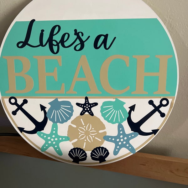 Beach Theme Sign Bundle 2, Digital Download, Round Door Hanger Svg ...