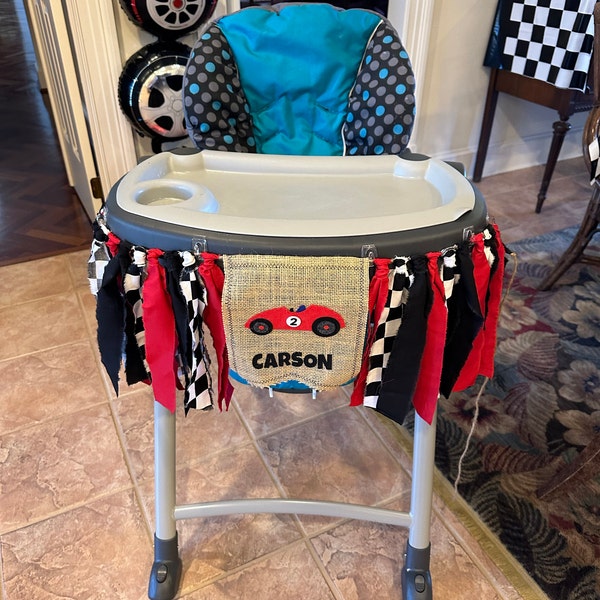 Racing Girl Birthday Banner, Race Car, High Chair Garland, Checkered ...