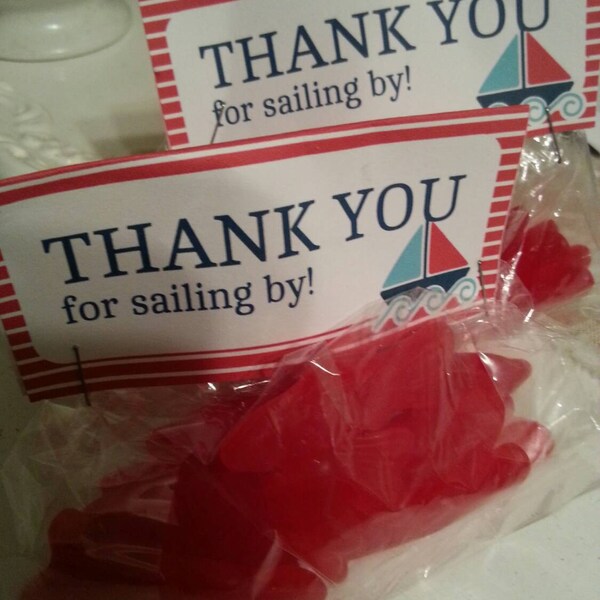 Nautical Favor Tags, Boat Party Decorations, Treat Bag Labels, Thank ...