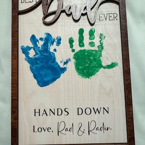 Personalized DIY Handprint Sign, Father's Day Gift, Father's Day Wooden ...