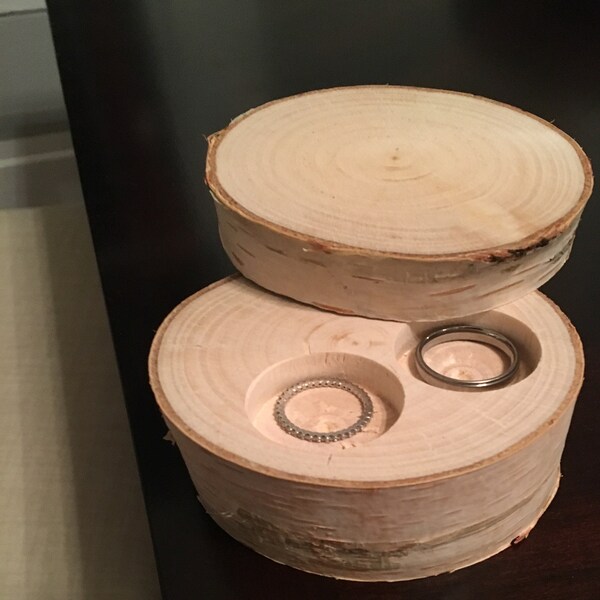 Wooden Ring Box, Ring Bearer Pillow, Birch Jewelry Box, Rustic Wedding ...