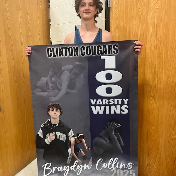 Printed Vinyl Wrestling Custom Sports Banner - 100 Wins - 125 Wins ...