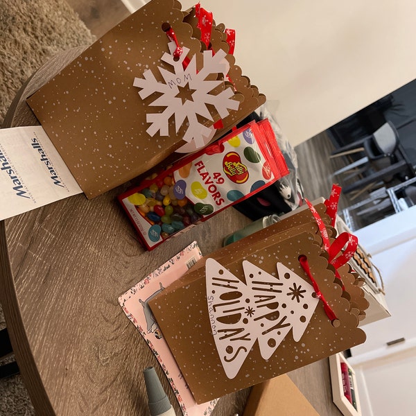 Christmas Gift Bag Set | Kraft Favor Bags | Holiday Candy Pouches for ...