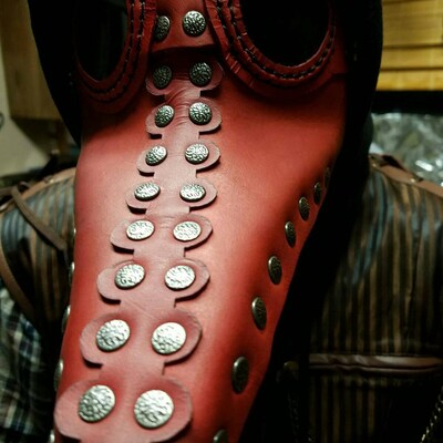 Plague Doctor Mask in Red Leather Steampunk Inspired Plague Doctor ...