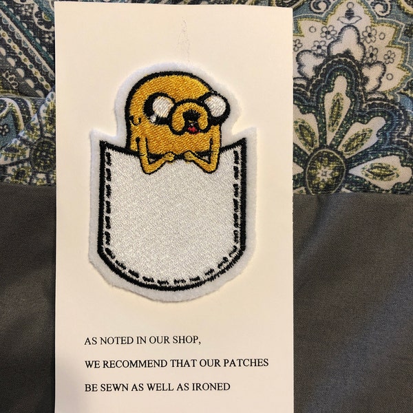 Jake the Dog in a Pocket - Adventure Time Iron on Patch - Etsy UK