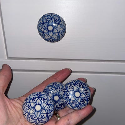 Grey & White Ceramic Knobs Kitchen Cabinet Drawer Knobs Hardware Knobs Handmade Knobs Cabinet ...