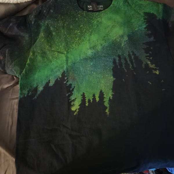 Handmade Bleach Mountain T Shirt - Acid Wash Galaxy Reverse Rasta Tie ...