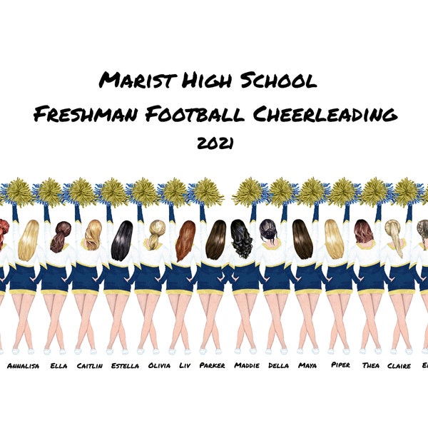 Cheer Team Gifts - Cheer Team Illustration Print - Cheerleaders Gifts ...