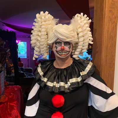 Vintage Style Ivory Taffeta Black Burlesque Pierrot Clown Ruff - Etsy