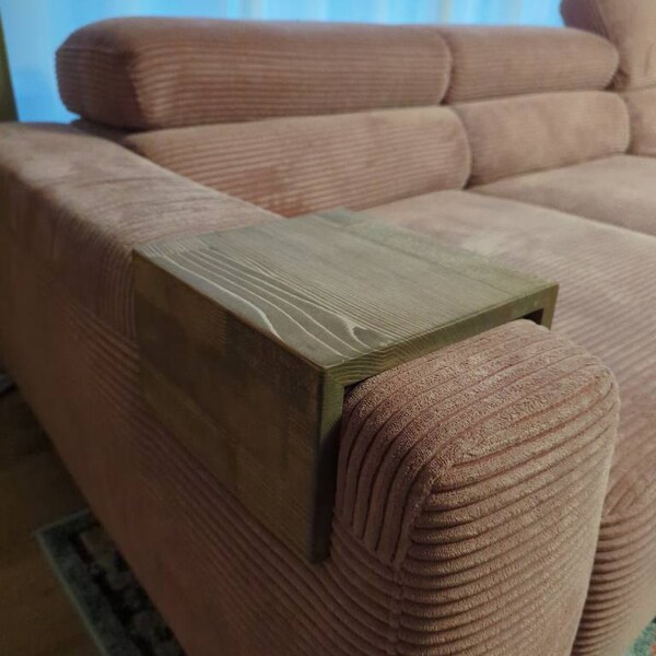 Handcrafted Wood Armrest Table, Simple and Functional Couch Tray, Sofa ...