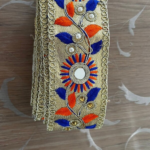 Rose Gold Beaded Ribbon Trim - Indian Woven Gimp Design, Wedding ...