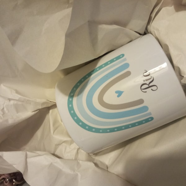 Personalised Rainbow Money Box, Pink or Blue Ceramic Piggy Bank for ...