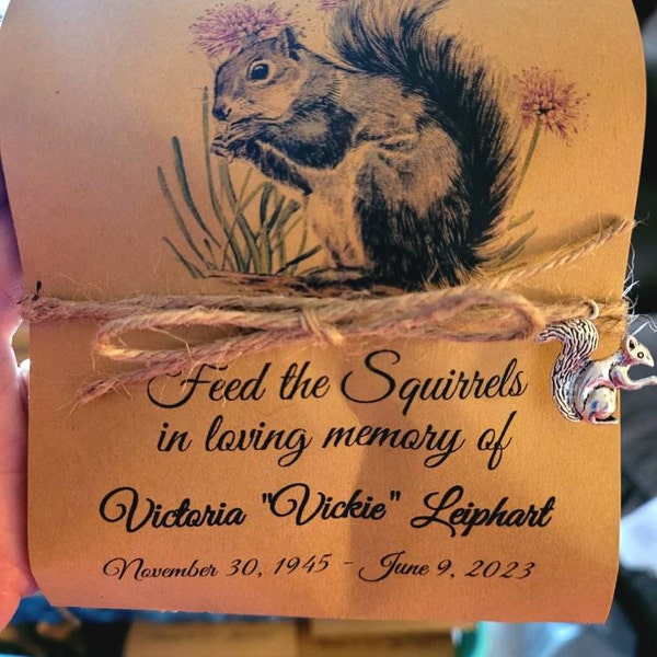 Funeral Favor, Memorial Favor, Feed the Squirrels Memorial Gift ...