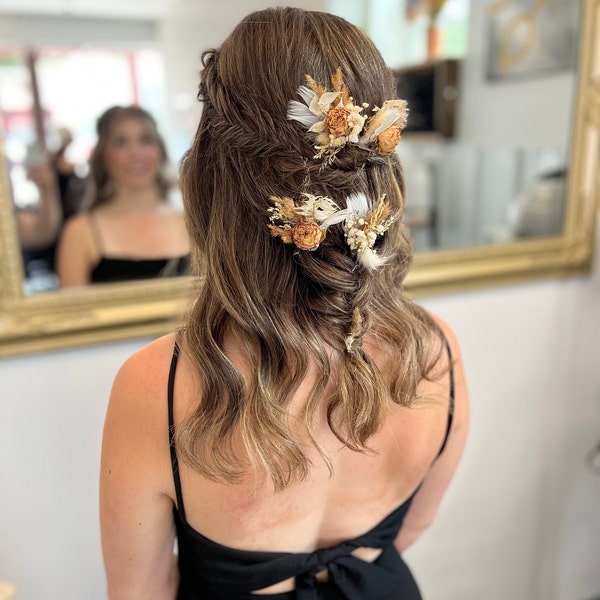 Boho Hair Pins Dried Flower Bouquet Bohemien Hair Accessory Rustic ...