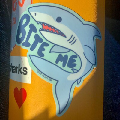 Bite Me, Shark Sticker, Funny Decals, Vinyl Stickers, Cute Stickers ...