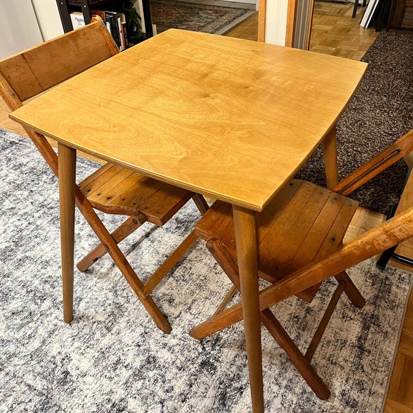 Square Oak Wood Dining Table, Mid Century Modern Rustic Dine Table ...