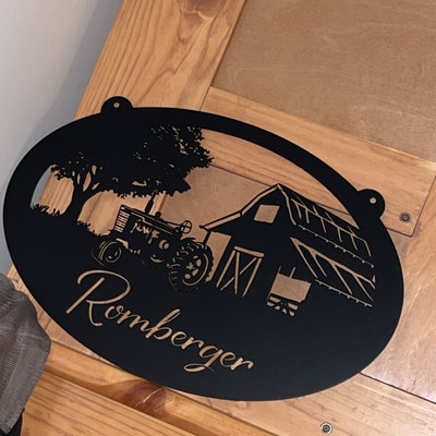 Personalized Tractor and Barn Metal Sign, Family Farm Sign ...