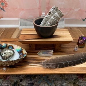 Altar Table, 2 Set, 2 Tier Altar Table, Crystal Shelf, Small Space ...