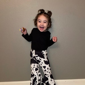 Girls Cow Pants Cow Print Bell Bottoms Cow Birthday Pants - Etsy