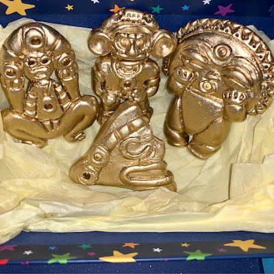 Metallic Gold Color Taino Art Sculptures Cemis Set of 4 - Etsy