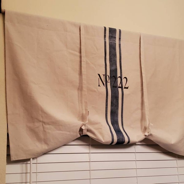 Grain Sack Inspired Farmhouse Kitchen Valance - Farmhouse Curtains ...