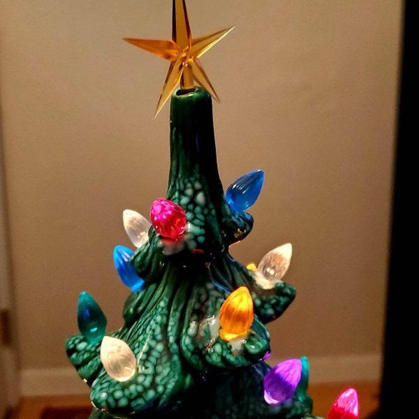 Small Ceramic Tree Star Topper. Aqua, Blue, Clear, Green, Orange, Pink ...