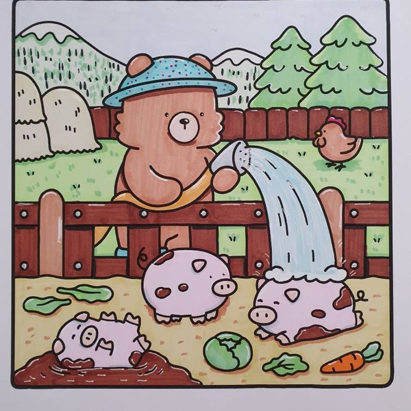 Comfy Days: Super Cute Animal Characters in Cozy Hygge Moments Coloring ...