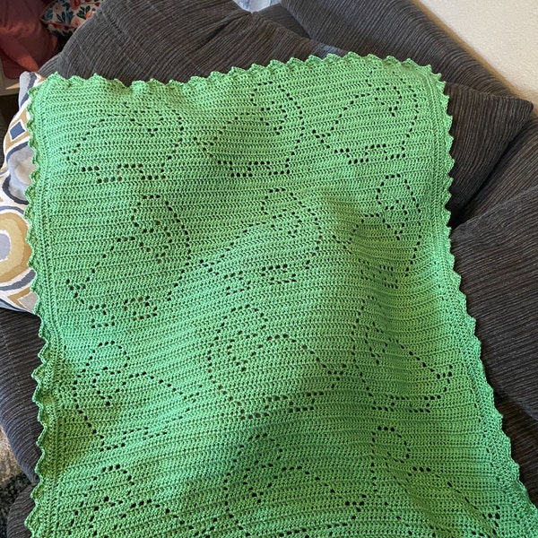 Littlefoot Blanket | Filet Crochet Blanket Pattern | Baby Blanket ...