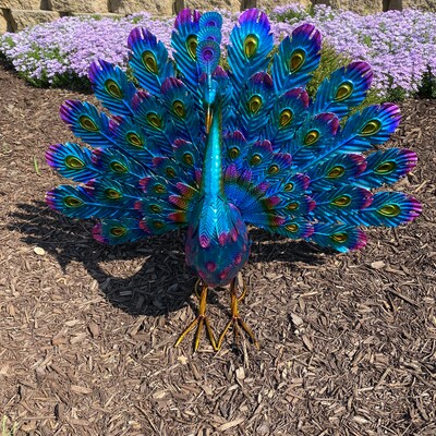 Beautiful Large Metal Peacock Statue Sculpture Garden Yard Art Home ...