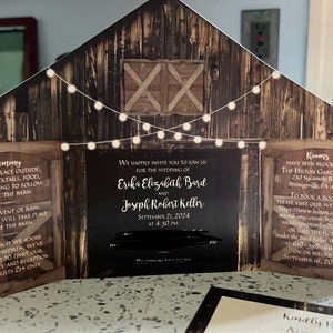 Elegant Rustic Barn Wedding Invitation With Folding Doors and Strings ...