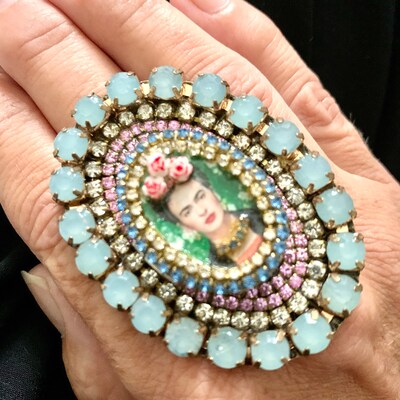 Frida Kahlo Ring, Big Finger Candy Ring, Unique Oversized Statement Ring, OOAK Poison Ring ...