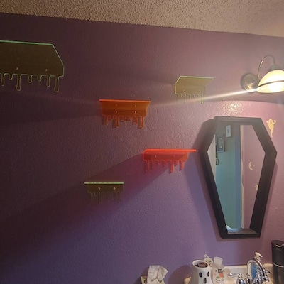 32l Neon Acrylic Wall Shelf NEW DESIGN Thick Acrylic Brackets 8wide 1/4 ...
