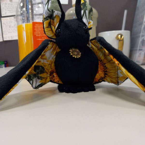 Black Sunflower Bat Plush, Stuffed Animal, Softie - Etsy